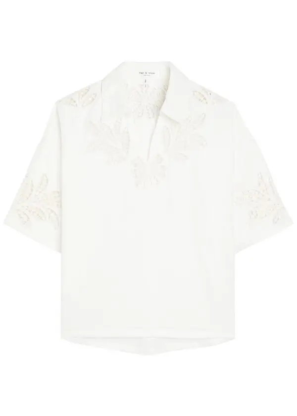 Rag & Bone Lucy Floral Cut-out Denim Top