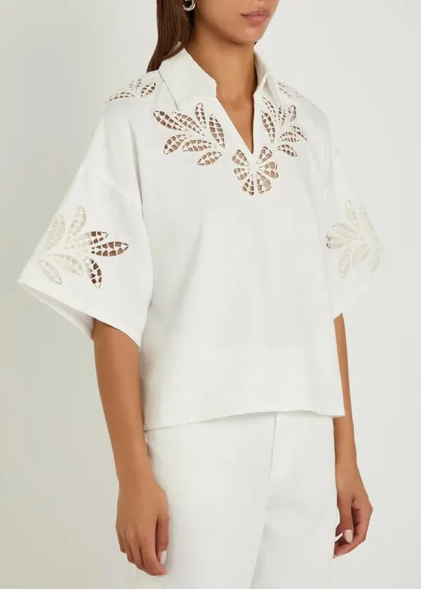 Rag & Bone Lucy Floral Cut-out Denim Top