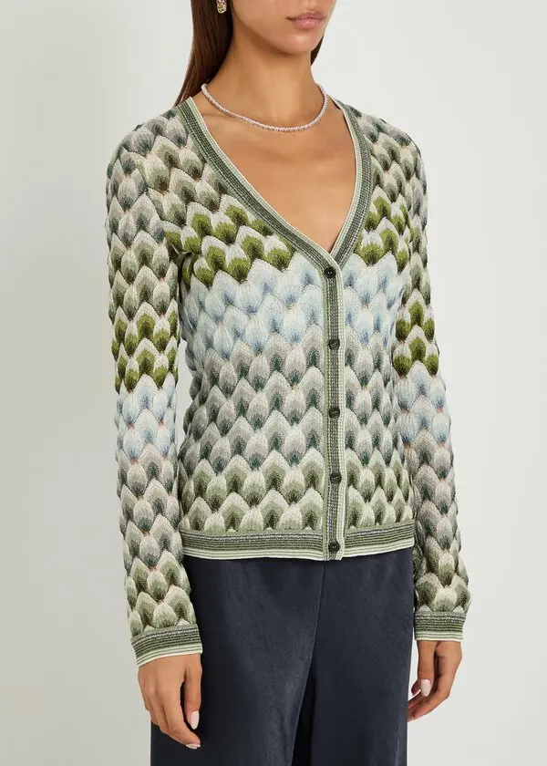 Missoni Chevron Metallic-knit Cardigan