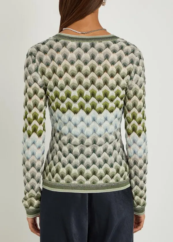 Missoni Chevron Metallic-knit Cardigan