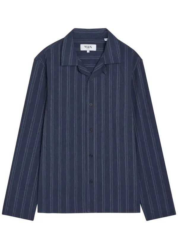 WAX LONDON Corey Striped Cotton-blend Shirt - Navy