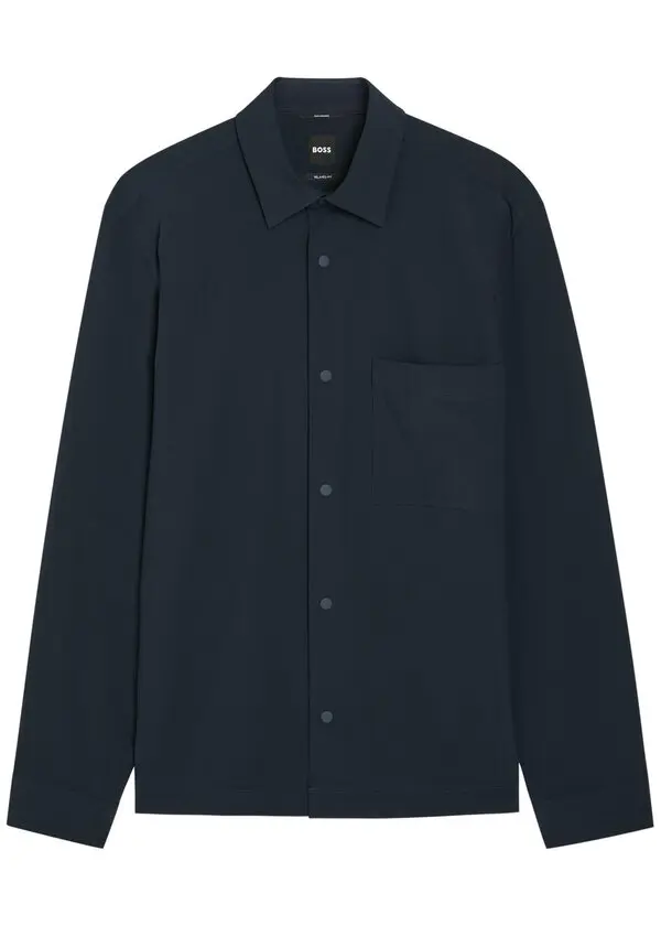 BOSS Leo Stretch-weave Shirt - Dark Blue