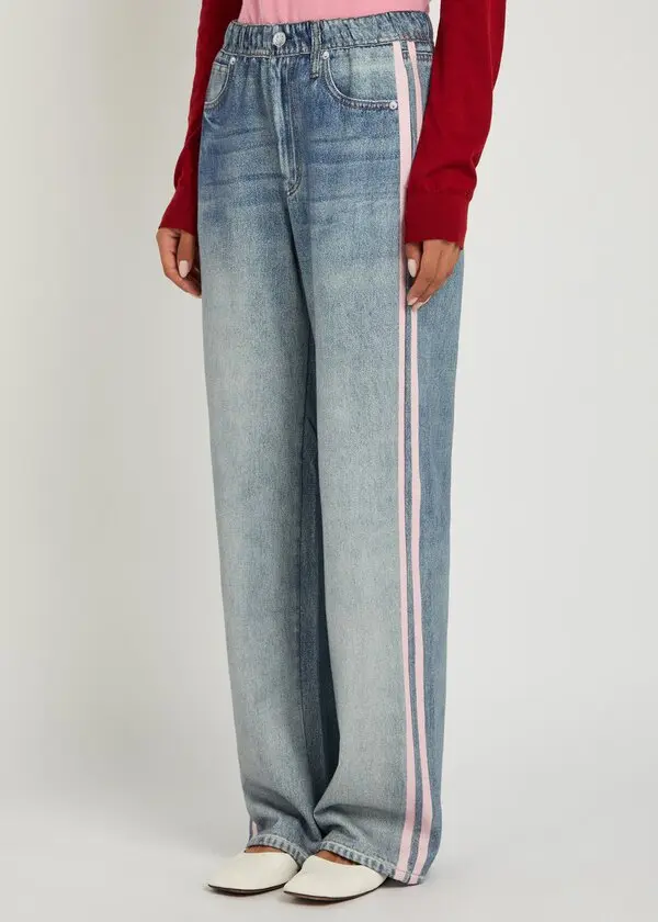 Rag & Bone Striped Denim-print Cotton Track Pants