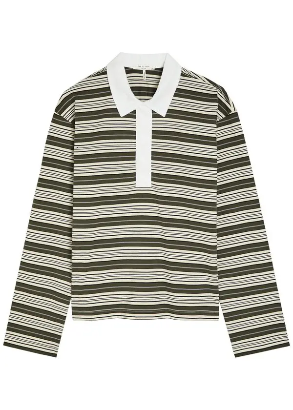 Rag & Bone Kelly Striped Cotton Polo Top