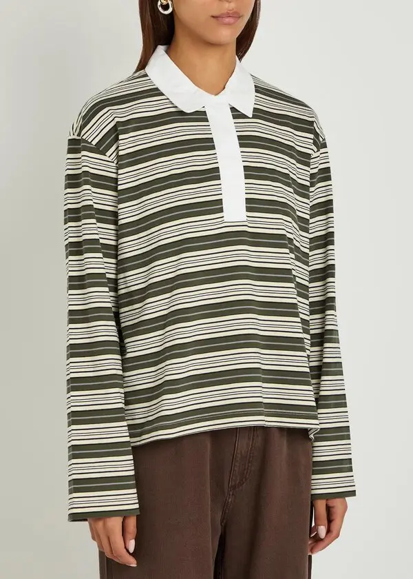 Rag & Bone Kelly Striped Cotton Polo Top