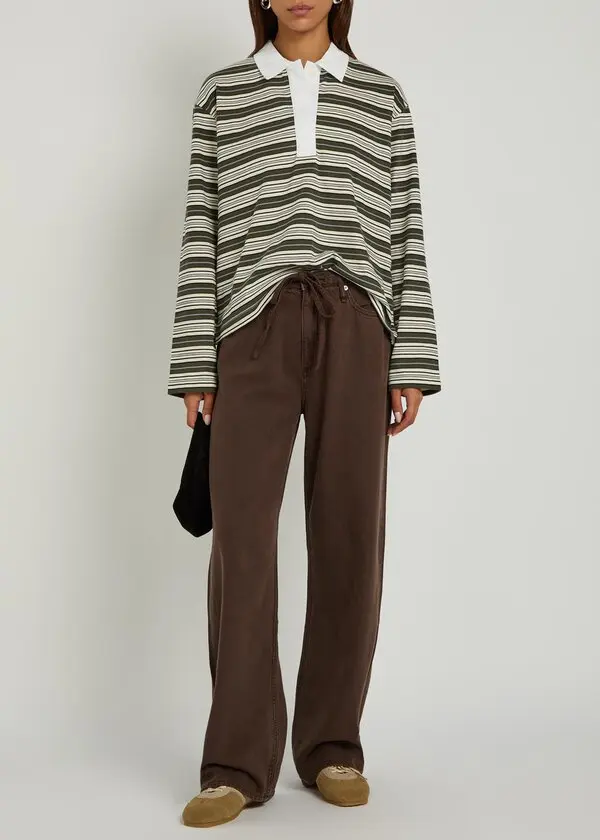 Rag & Bone Kelly Striped Cotton Polo Top