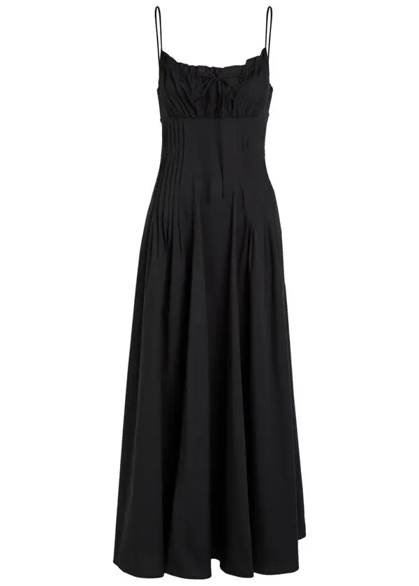Staud Margi Pintuck Stretch-cotton Midi Dress