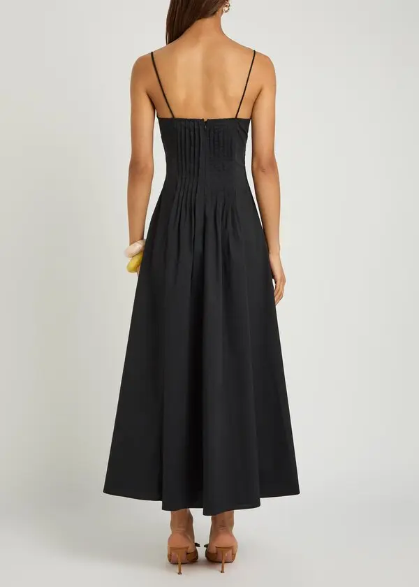 Staud Margi Pintuck Stretch-cotton Midi Dress