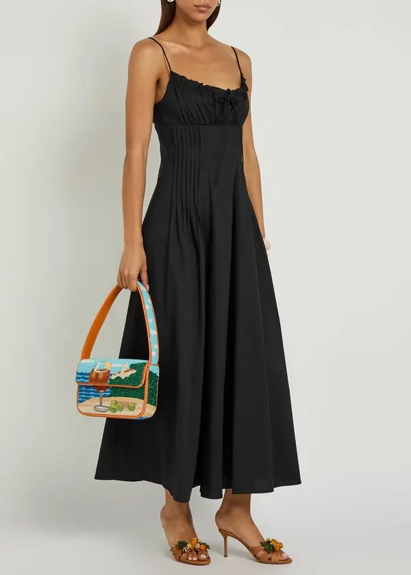 Staud Margi Pintuck Stretch-cotton Midi Dress