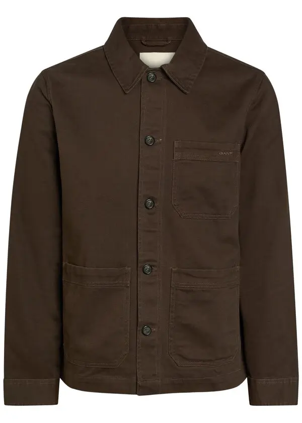 Gant Logo-embroidered Cotton-twill Overshirt