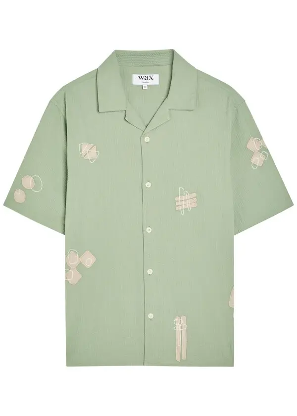 WAX LONDON Didcot Embroidered Seersucker Shirt