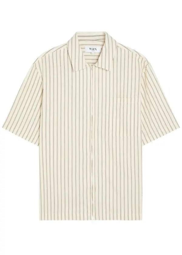 WAX LONDON Sears Striped Seersucker Shirt - Beige