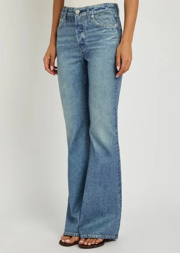 Rag & Bone Dahlia Denim-print Flared-leg Trousers