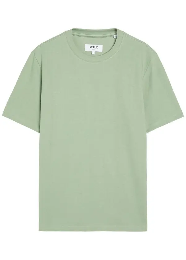 WAX LONDON Dean Textured-knit Cotton T-shirt - Sage
