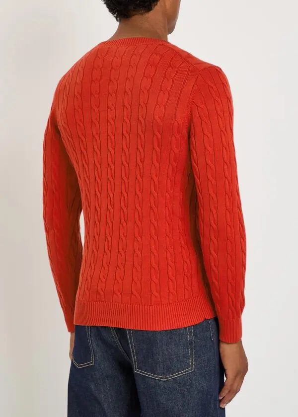 Gant Logo-embroidered Cable-knit Cotton Jumper
