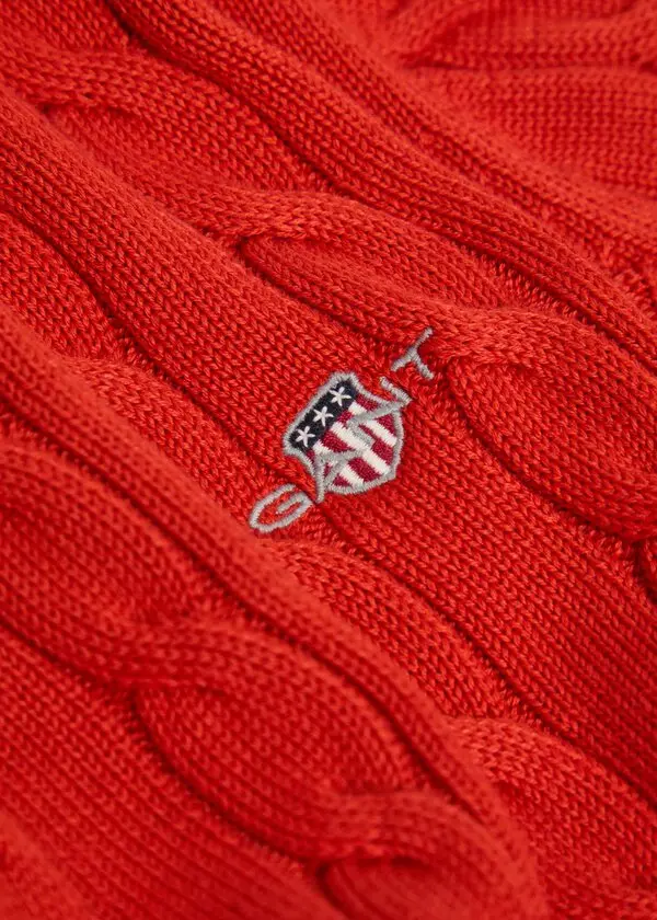Gant Logo-embroidered Cable-knit Cotton Jumper