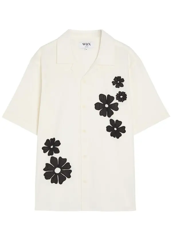 WAX LONDON Didcot Floral-embroidered Cotton-blend Shirt - White