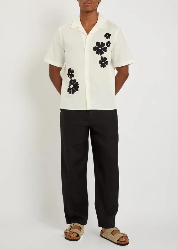 WAX LONDON Didcot Floral-embroidered Cotton-blend Shirt