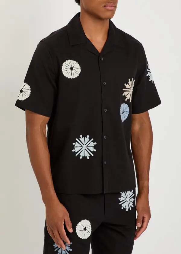 WAX LONDON Didcot Embroidered Cotton-blend Shirt