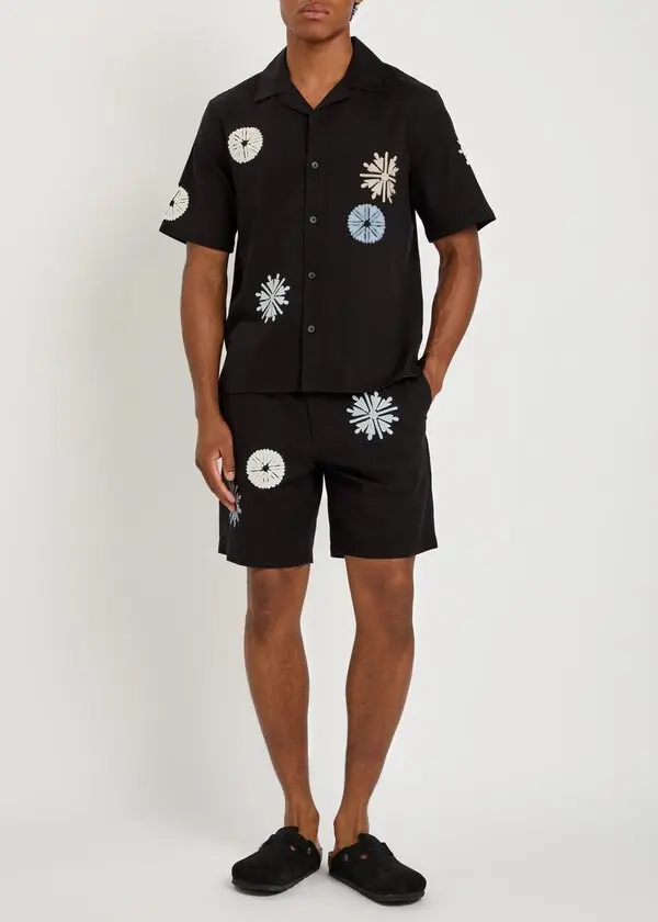 WAX LONDON Didcot Embroidered Cotton-blend Shirt