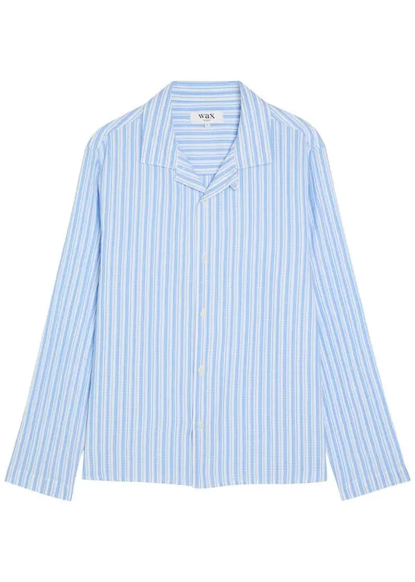 WAX LONDON Corey Striped Cotton Shirt - Light Blue