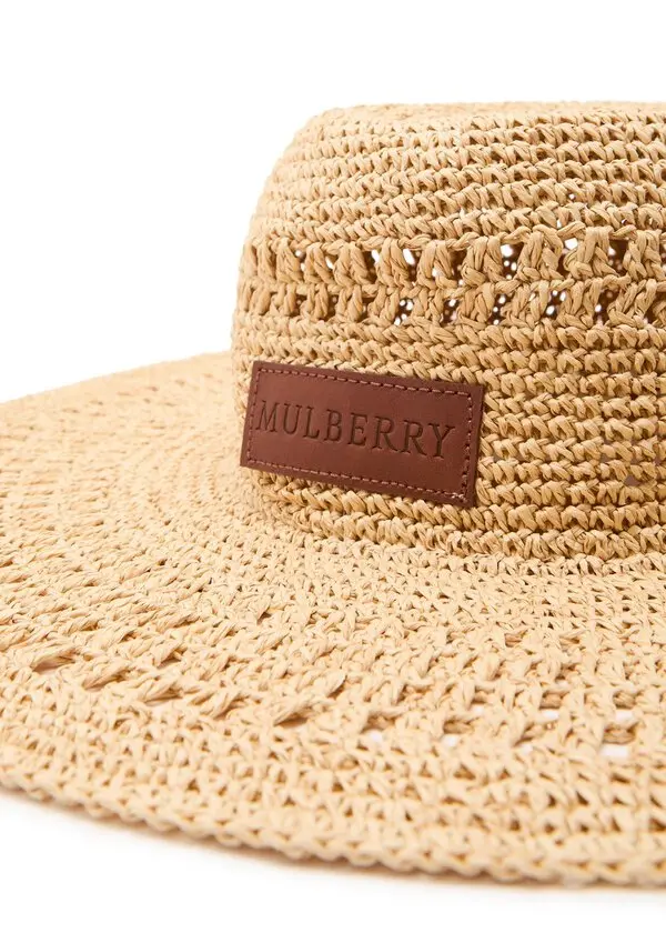Mulberry Logo Crochet Straw Hat
