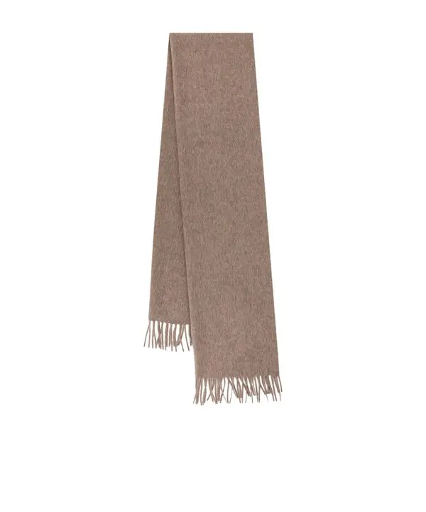 Loro Piana Logo Embroidered Fringed-edge Scarf - Brown