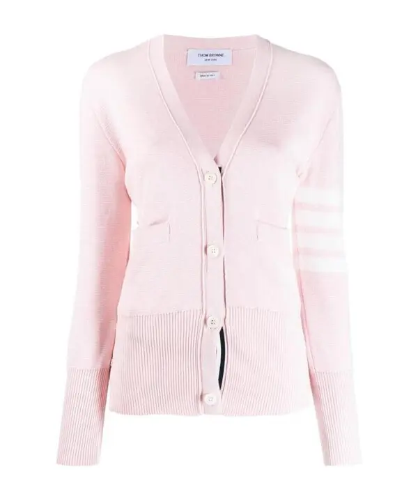 Thom Browne 4-bar Crepe V-neck Cardigan