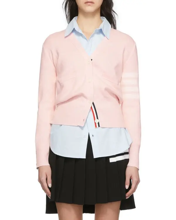 Thom Browne 4-bar Crepe V-neck Cardigan