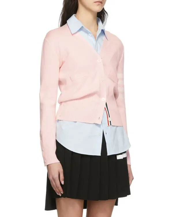 Thom Browne 4-bar Crepe V-neck Cardigan
