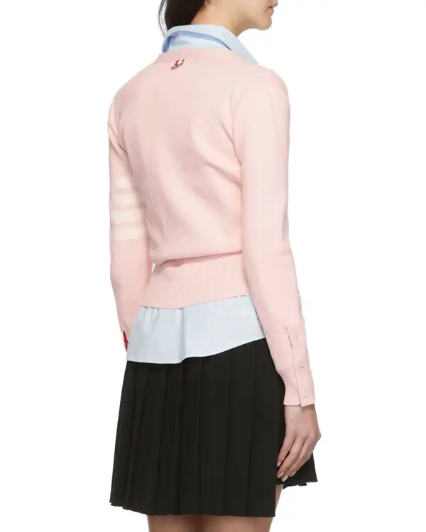 Thom Browne 4-bar Crepe V-neck Cardigan
