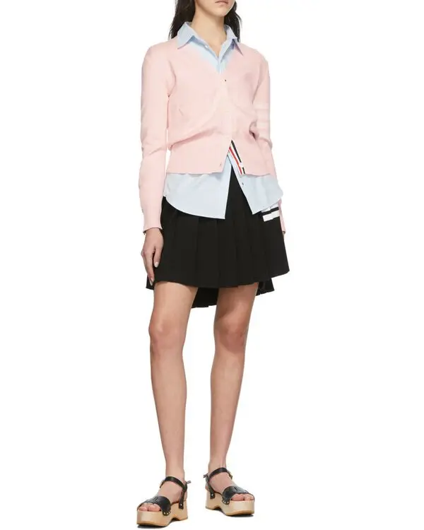Thom Browne 4-bar Crepe V-neck Cardigan
