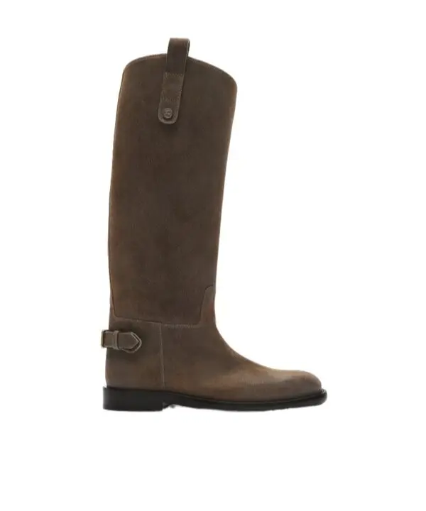 Burberry Suede Cavalier Boots - Brown