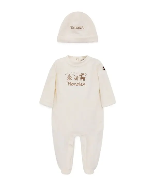 Moncler Embroidered Cotton Baby Set