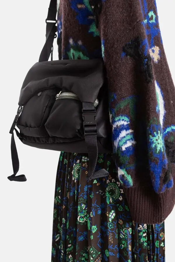 Sacai Floral Jacquard Zip-up Jacket - Black