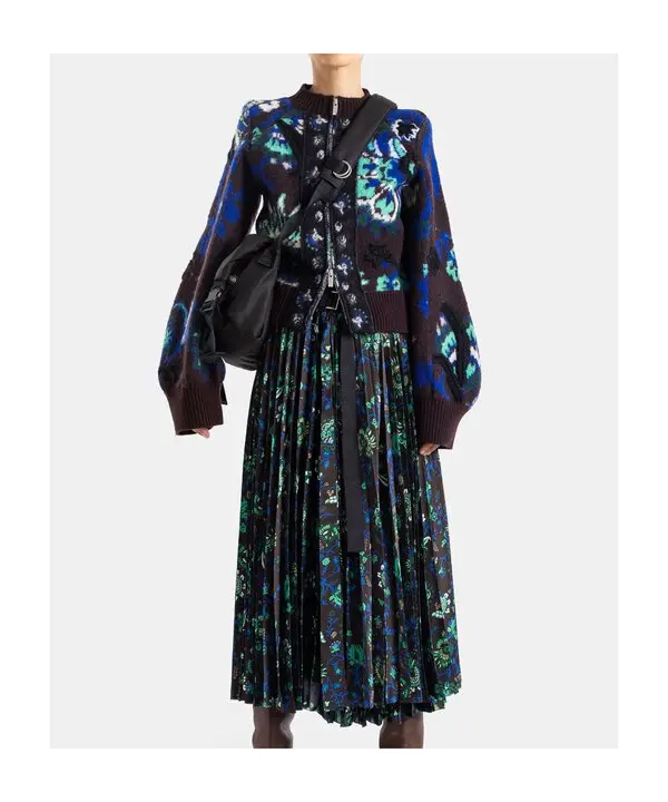 Sacai Floral Jacquard Zip-up Jacket - Black