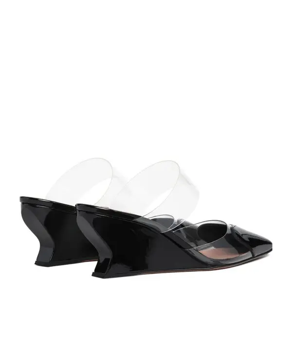 Alaïa Le Coeur Wedge Mules In Patent Leather