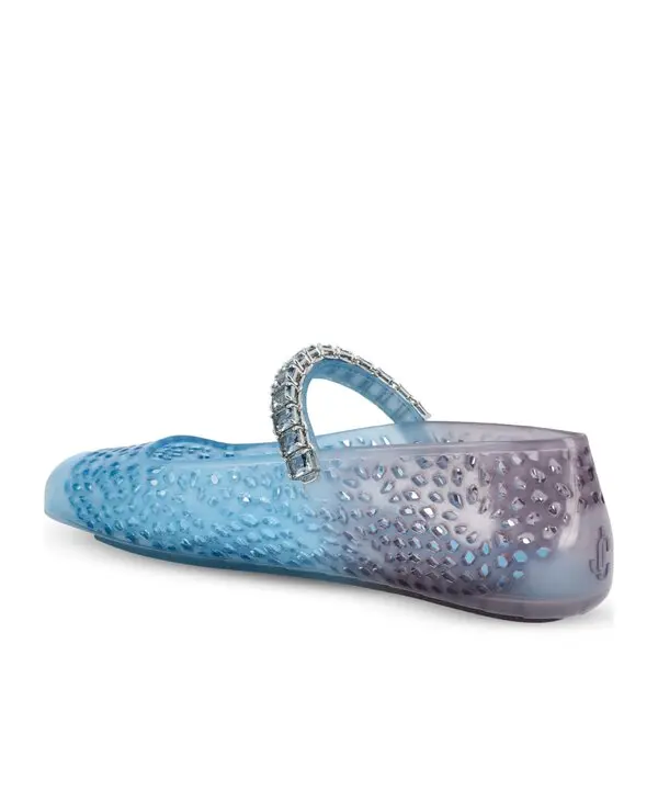 JIMMY CHOO Jelly Crystal-embellished Semi-transparent Ballet Flats - Blue