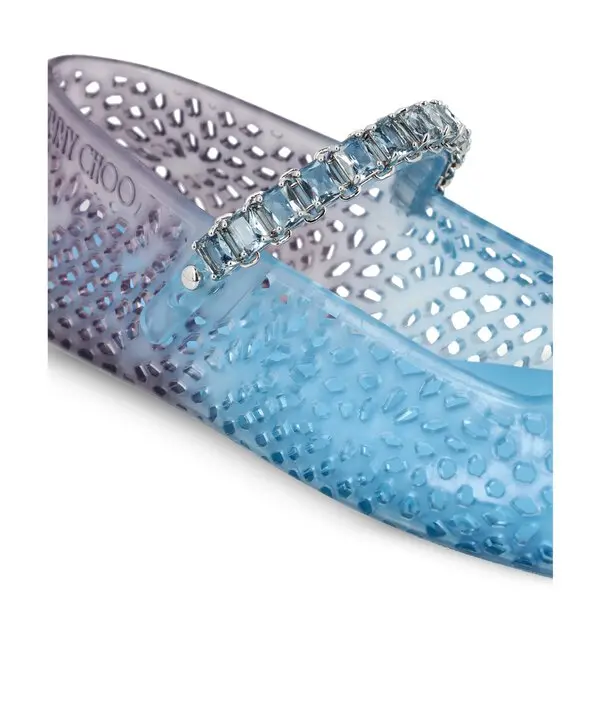JIMMY CHOO Jelly Crystal-embellished Semi-transparent Ballet Flats - Blue