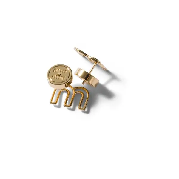 Miu Miu Metal Logo Earrings - Gold