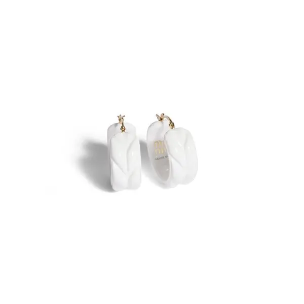 Miu Miu Matelassé Hoop Earrings - White