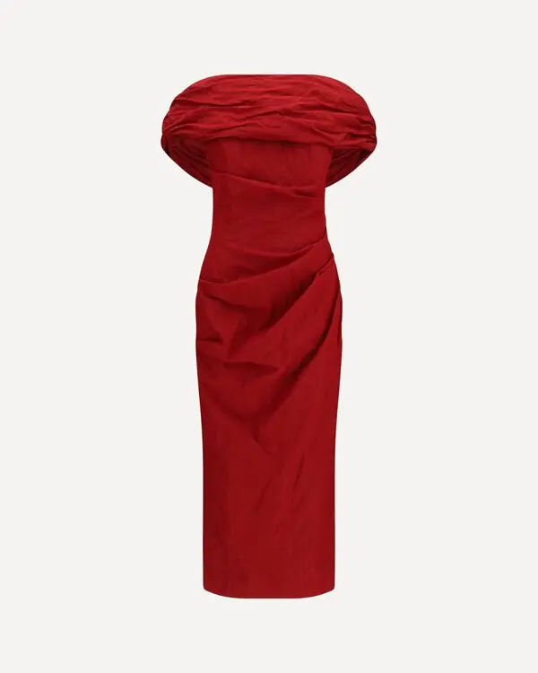 Magda Butrym Off-shoulder Draped Midi Dress
