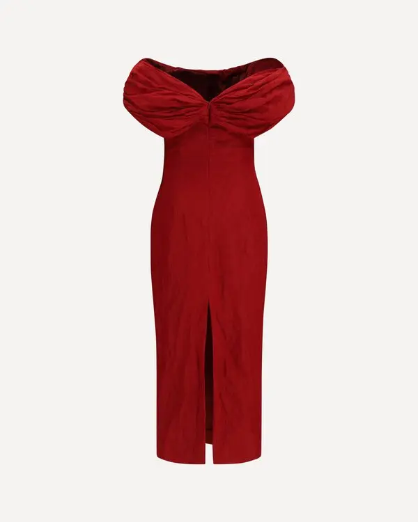 Magda Butrym Off-shoulder Draped Midi Dress