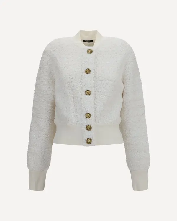 Balmain Tweed Bomber Jacket With Lion-head Buttons