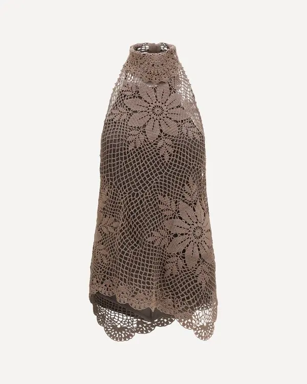 Magda Butrym Crochet Lace High-neck Top - Brown