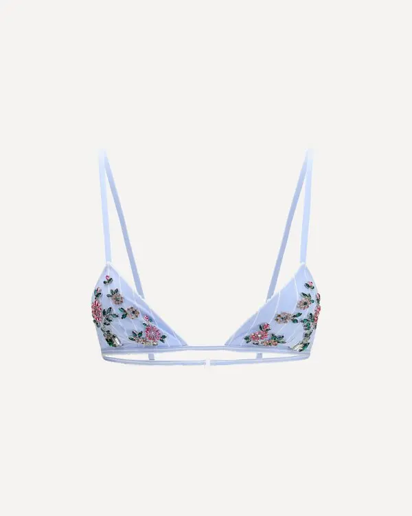 Dolce & Gabbana Striped Poplin Embroidered Bra