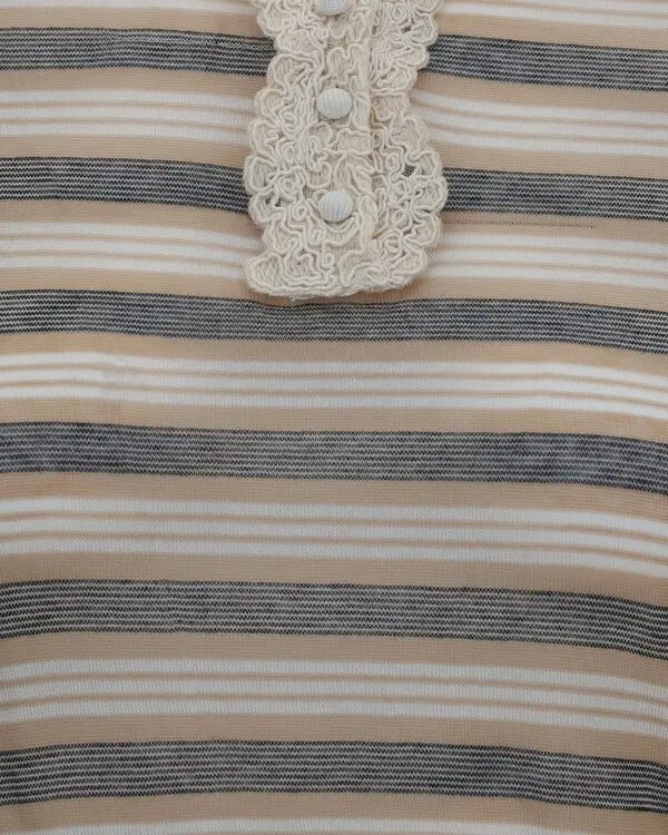 Ermanno Scervino Striped Lace Collar Polo Sweater