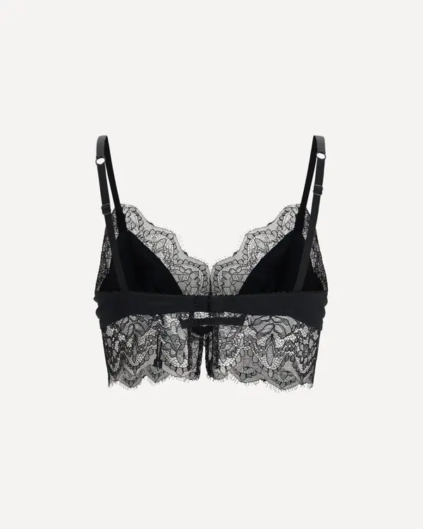Dolce & Gabbana Satin Soft-cup Bralette Bra With Lace - Black