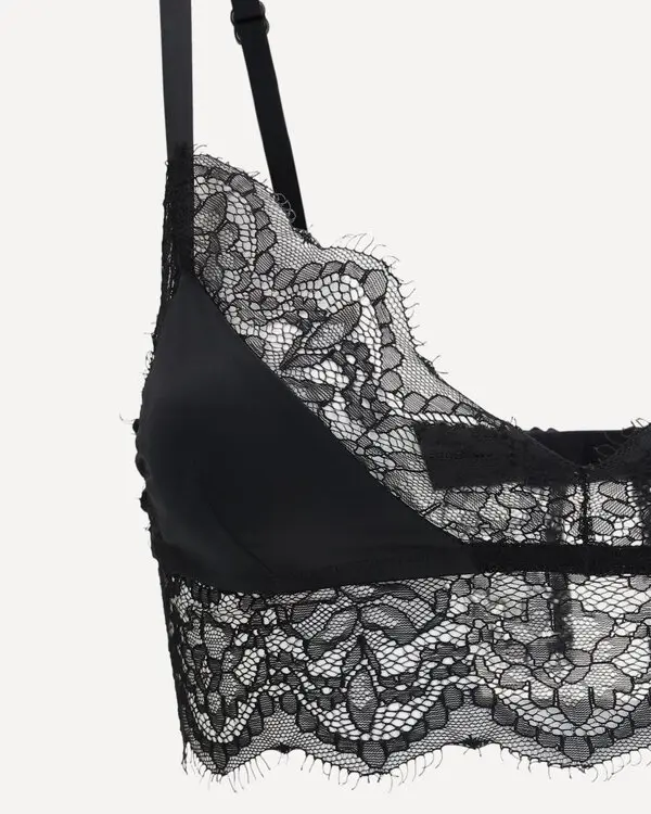 Dolce & Gabbana Satin Soft-cup Bralette Bra With Lace - Black