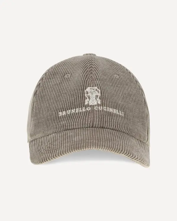 Brunello Cucinelli Ribbed Baseball Cap With Embroidered Monogram